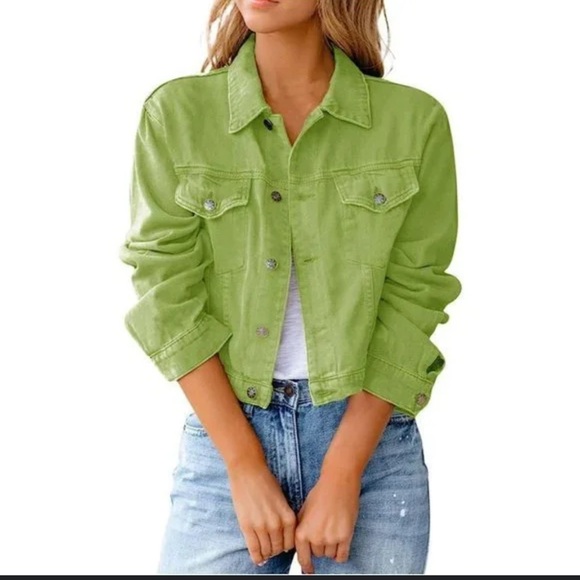 Live a Little | Jackets & Coats | Live A Little Denim Jacket Lime Green ...